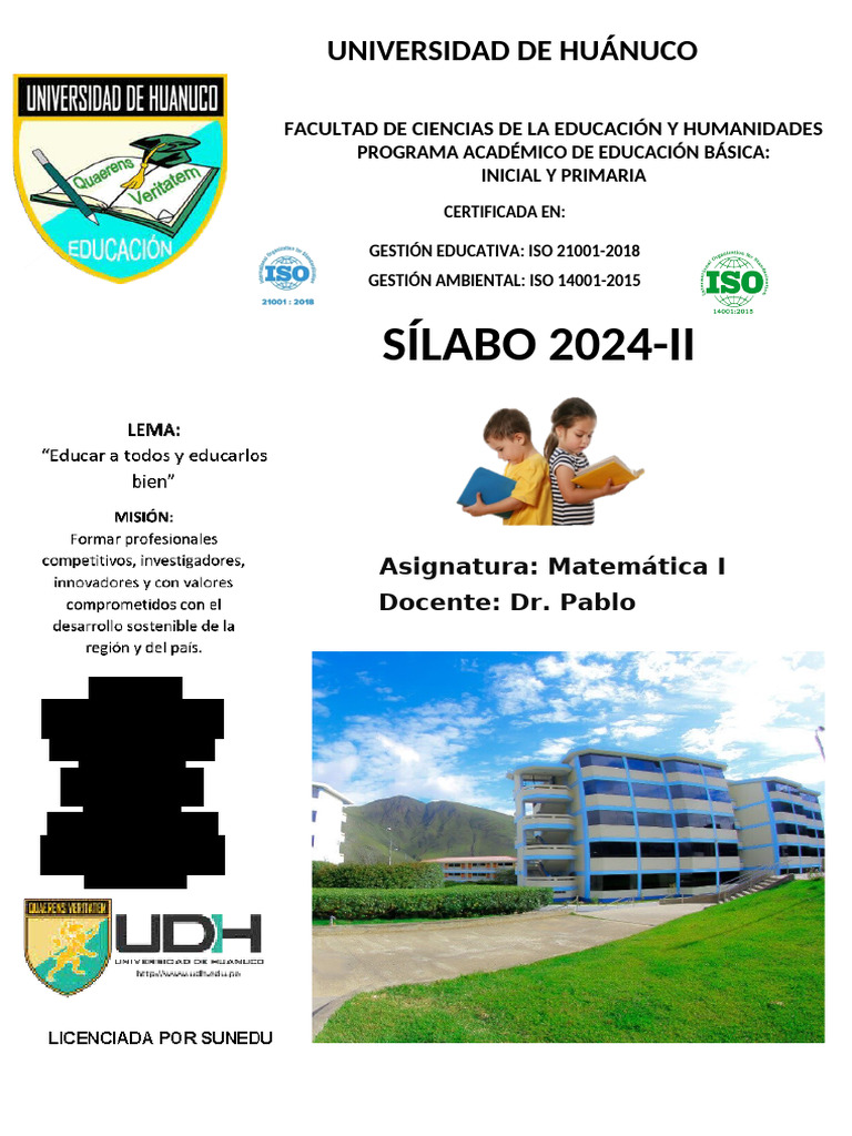 SILABO MATEMATICA I 2024 | PDF