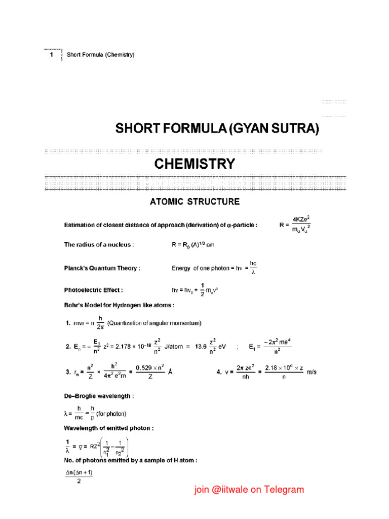 Chemistry Formula Book | PDF