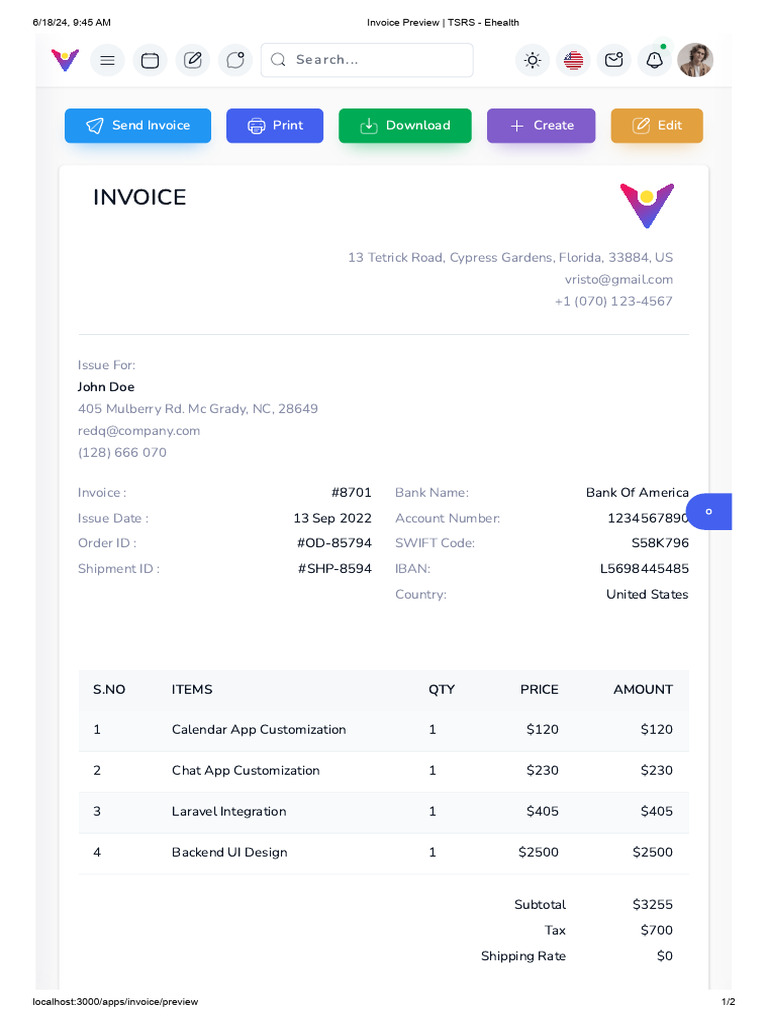 Invoice Preview _ TSRS - Ehealth | PDF