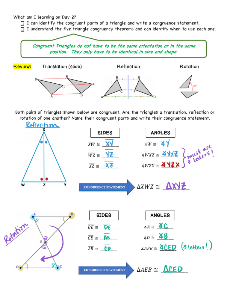Honors Geom Unit 3 Day 2 Completed Notes 2022 | PDF