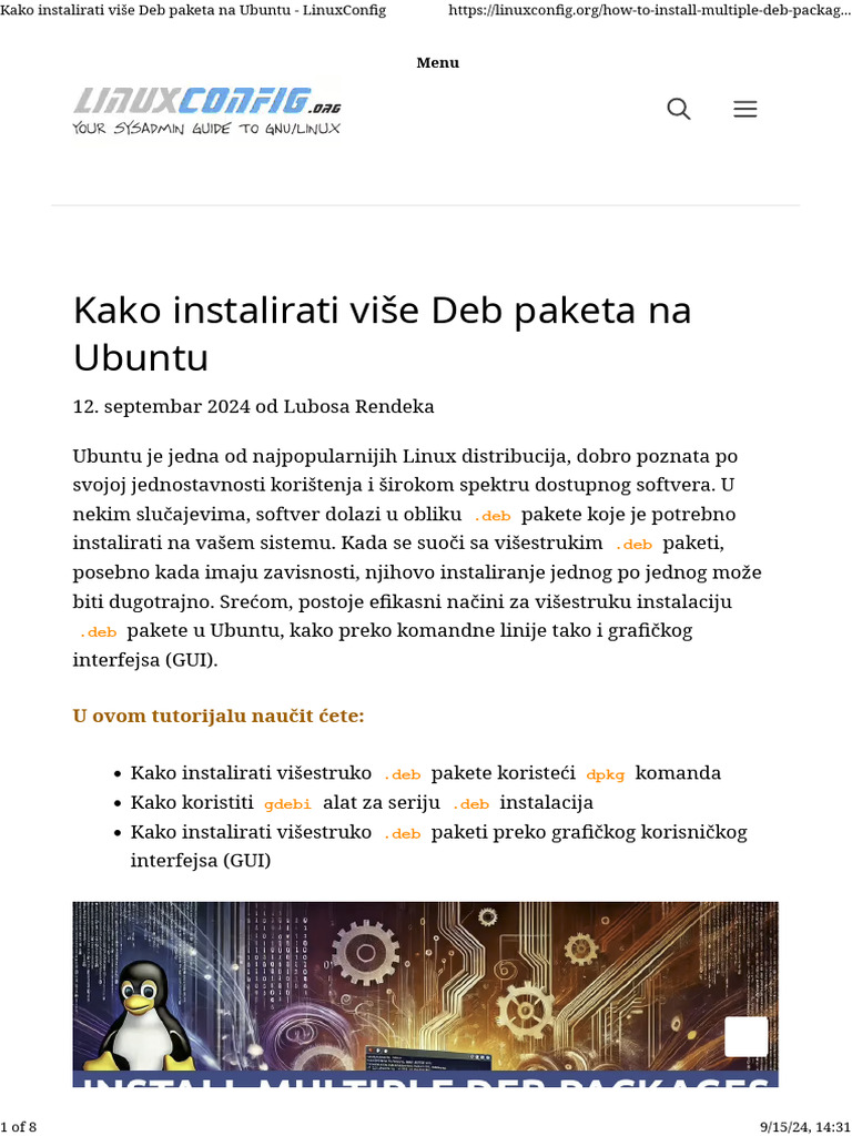 Kako Instalirati Više Deb Paketa Na Ubuntu - LinuxConfig | PDF