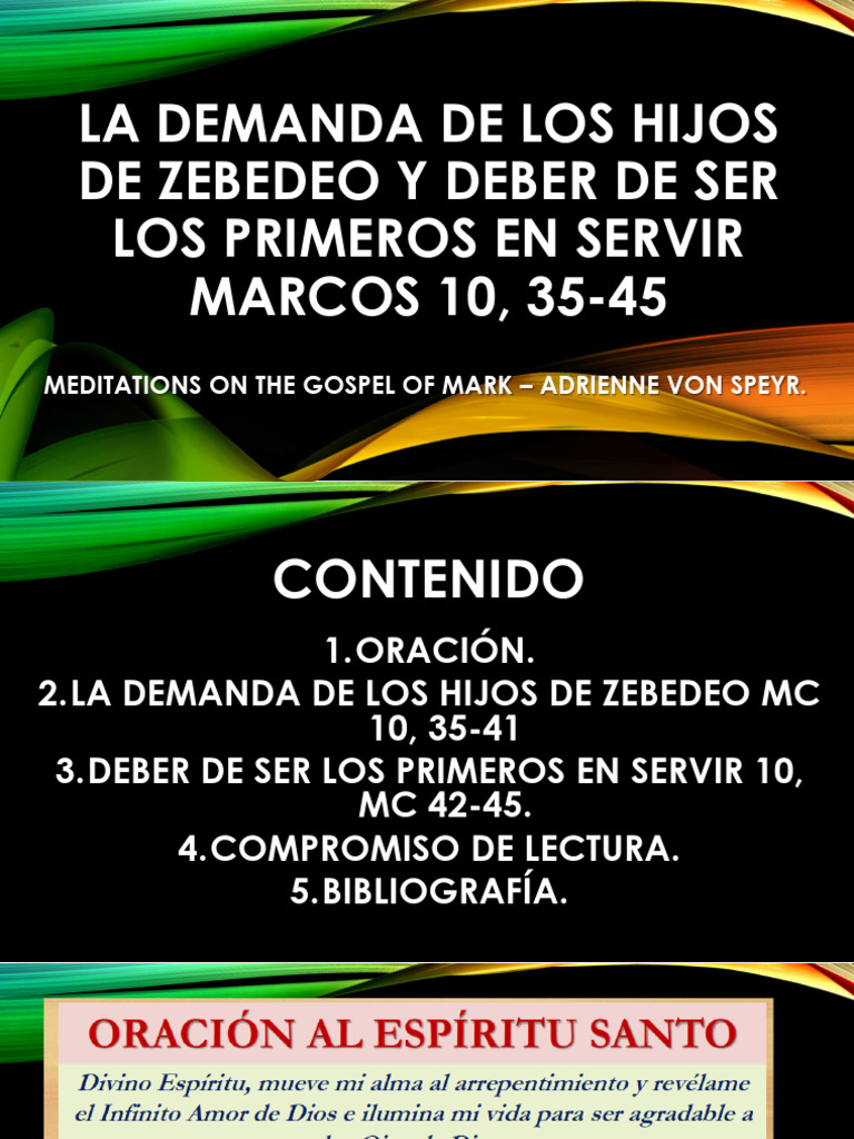 34 La Demanda de Los Hijos de Zebedeo y Servicio Mc 10 | PDF