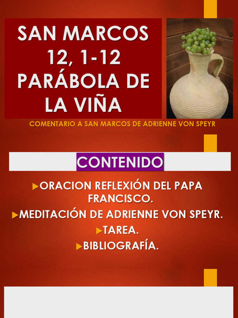 San Marcos 12, 1-12 Parábola de La Viña | PDF | Jesús | Amor