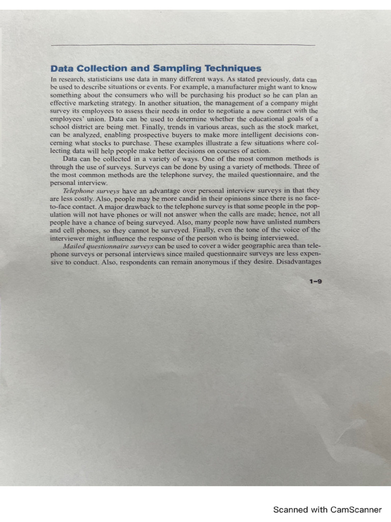 Chapter 2 Data Collection and Sampling T | PDF