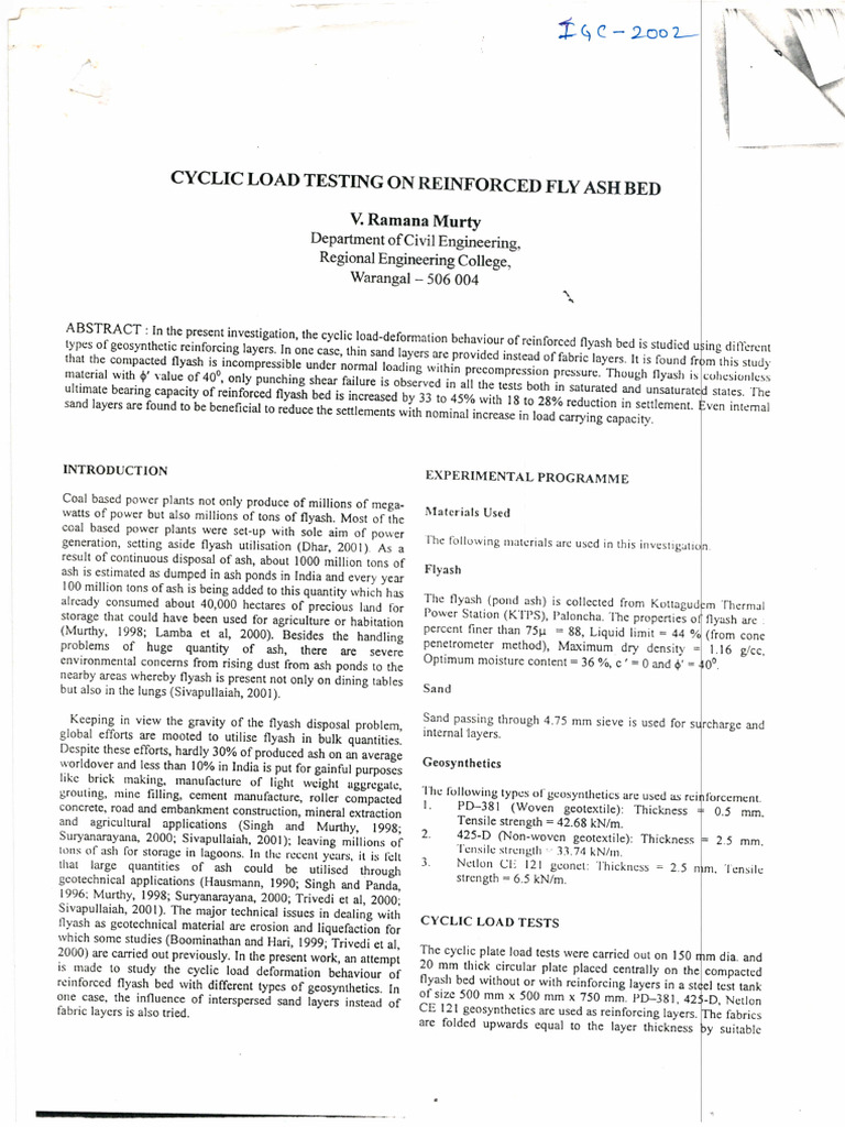Cyclic Plate Load Test by VRM | PDF