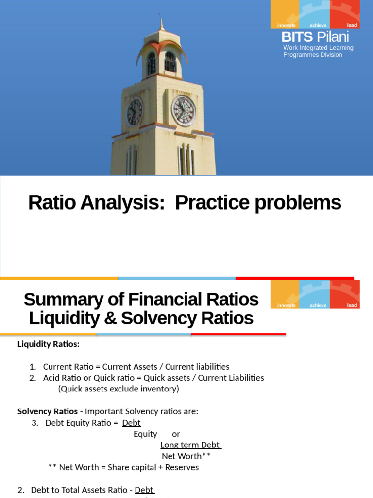 Ratio Analysis Practice Problems | PDF