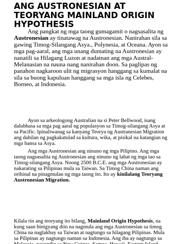 Teoryang Mainland Origin ng Austronesian | PDF