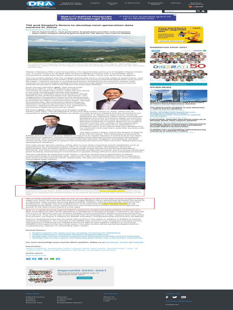 TM and Singtel's Nxera To Develop Next-Generation Data Centres in Johor ...