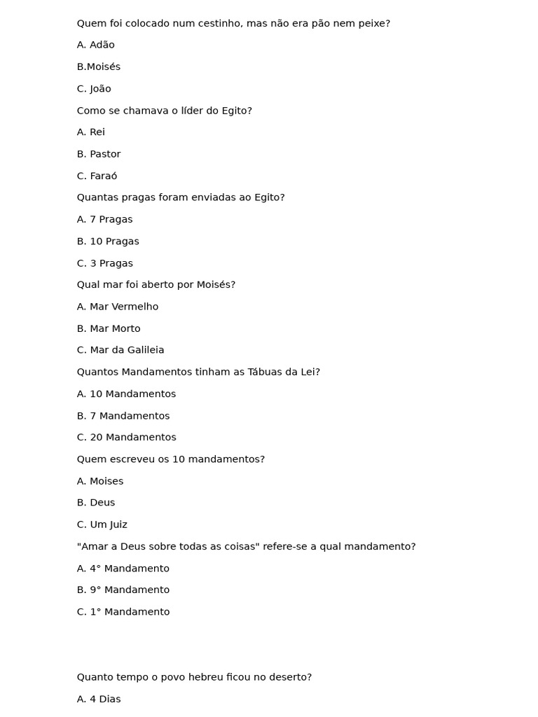 Quem Foi Colocado Num Cestinho - Docx QUIZ | PDF