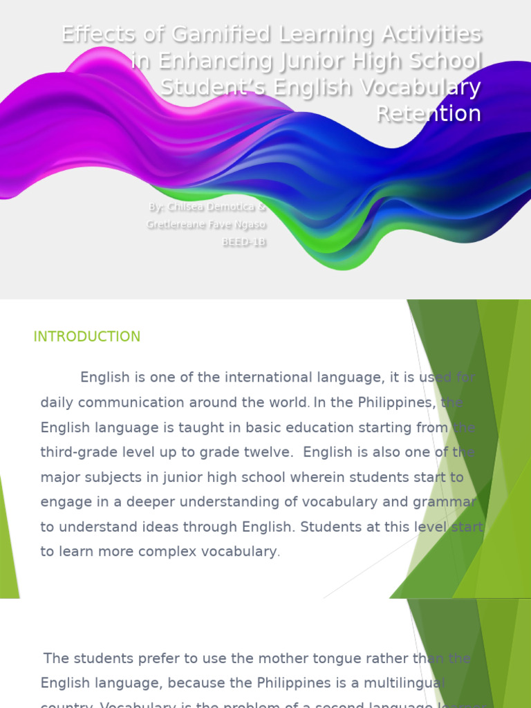 PPT-Effects of Gamified Learning Activities in Enhancing Junior | PDF