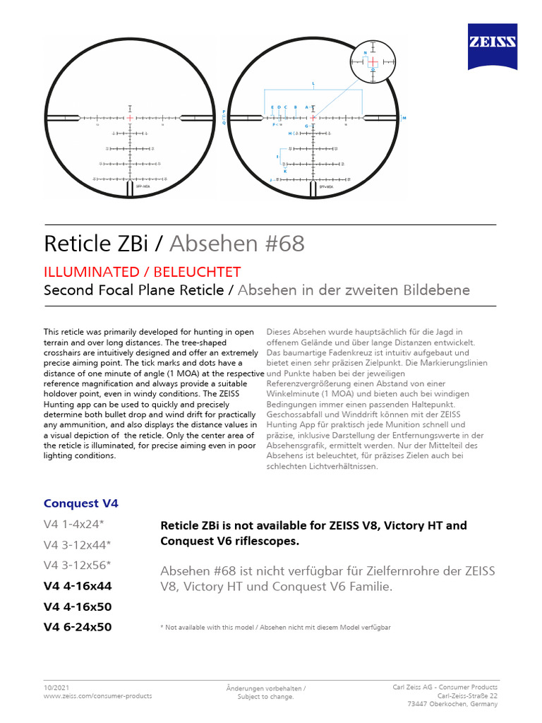 Datasheet Illuminated Reticle Zbi | PDF