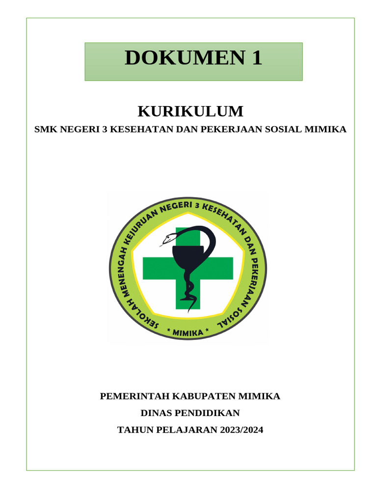 Kurikulum Dokumen 1 SMK 3 2023-2024 | PDF
