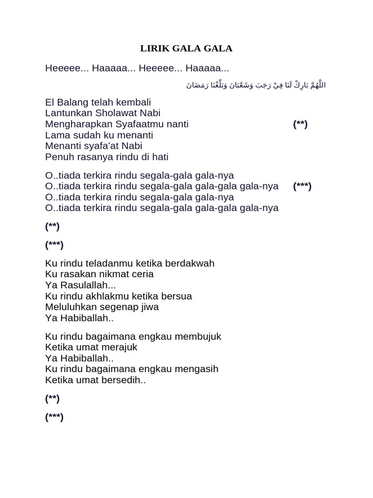 Lirik Gala Gala | PDF