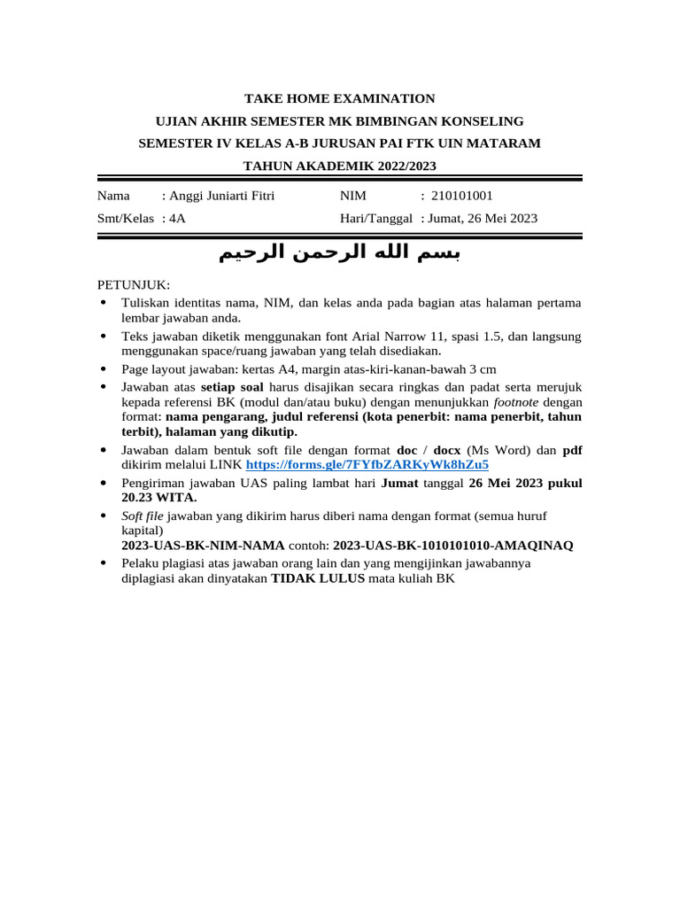 2023 Uas BK 210101001 Anggijuniartifitri | PDF