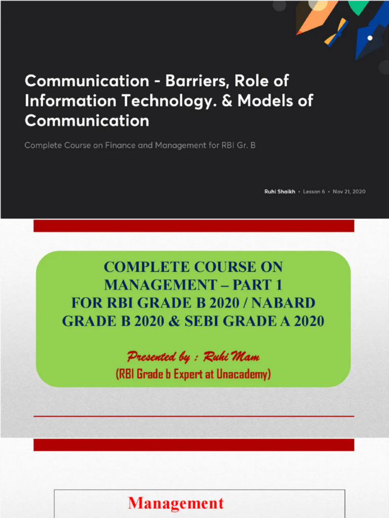 Communication - Barriers Role of Information Technology. Models of Communication With Anno ...