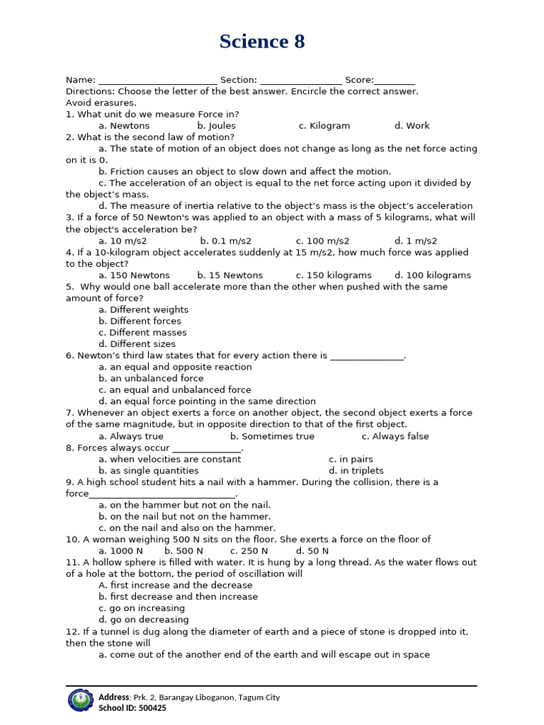 FIRST PERIODICAL EXAM - GRADE 8 - Answer | PDF