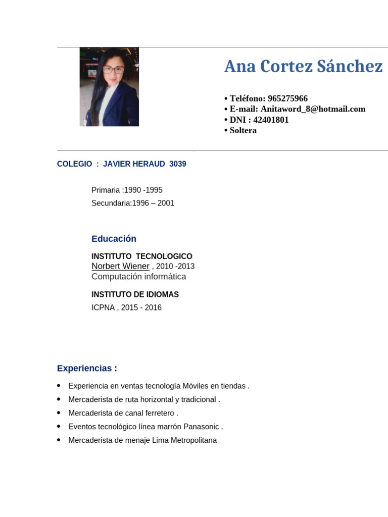 Ana Maribel Cortez Sanchez CV | PDF
