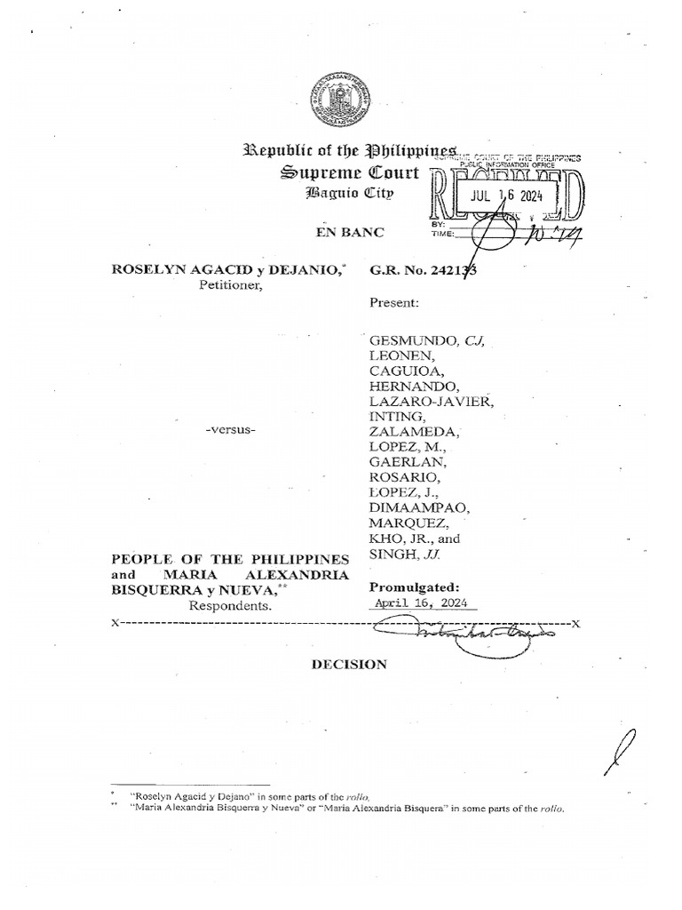 Agacid Vs People G. R. No 242133, April 16, 2024 | PDF