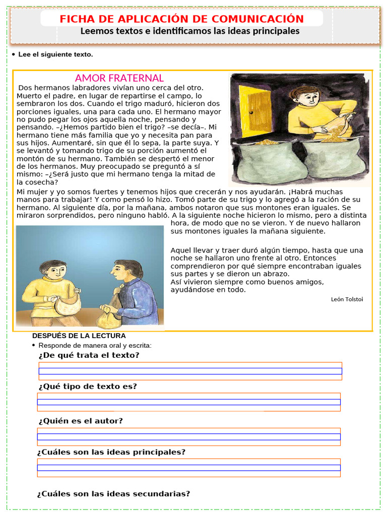 FICHA COM. Identificamos las ideas principales | PDF FICHA COM. Identificamos las ideas principales | PDF