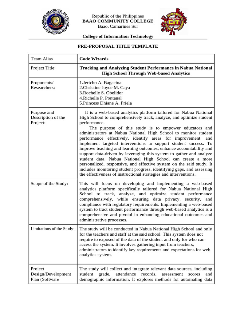Tracking and Analyzing Student Performance in Nabua National High School Through Web Based ...