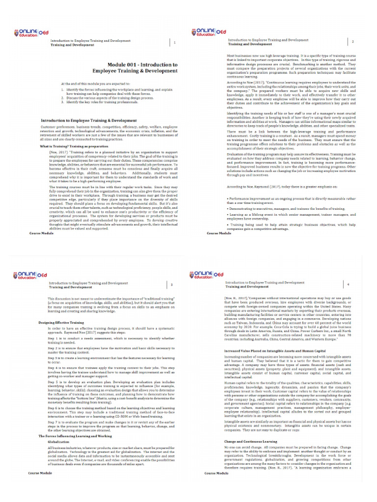 1 Introduction To Employee Training Development Pdf