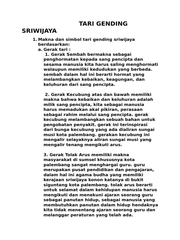 Tari Gending Sriwijaya | PDF