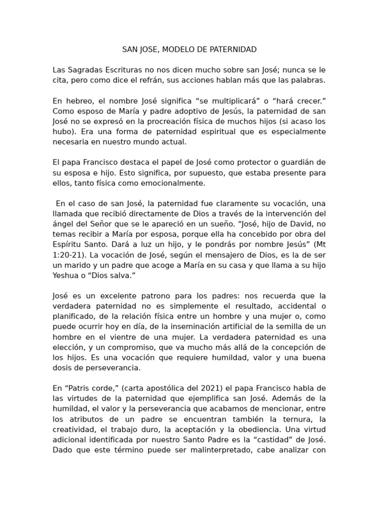 Paternidad de San Jose, Modelo de Padre | PDF