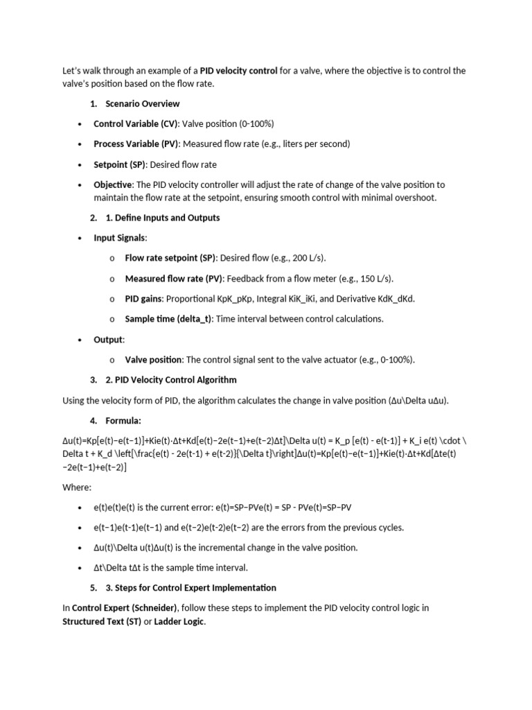 PID Velocity Valve Control | PDF