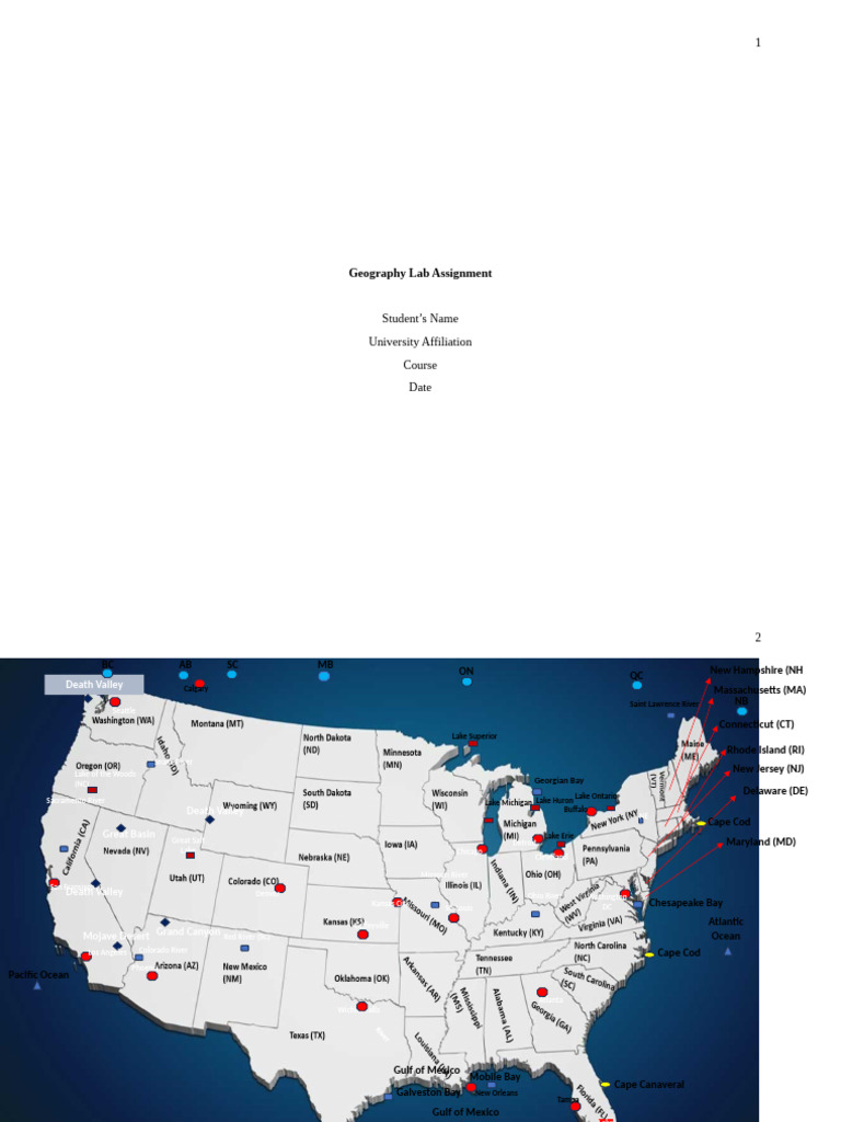 USA Map Assignment Final | PDF