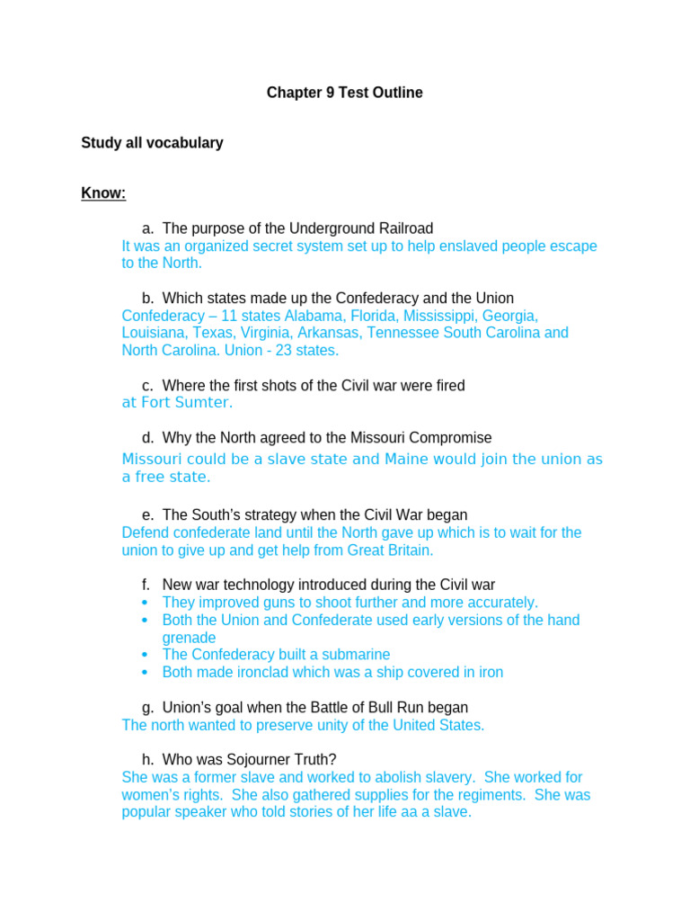 Chapter 9 Test Outline | PDF