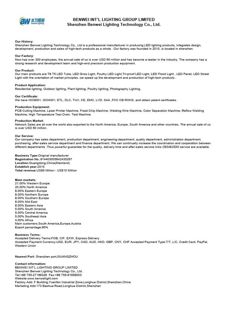 Benwei Catalog | PDF