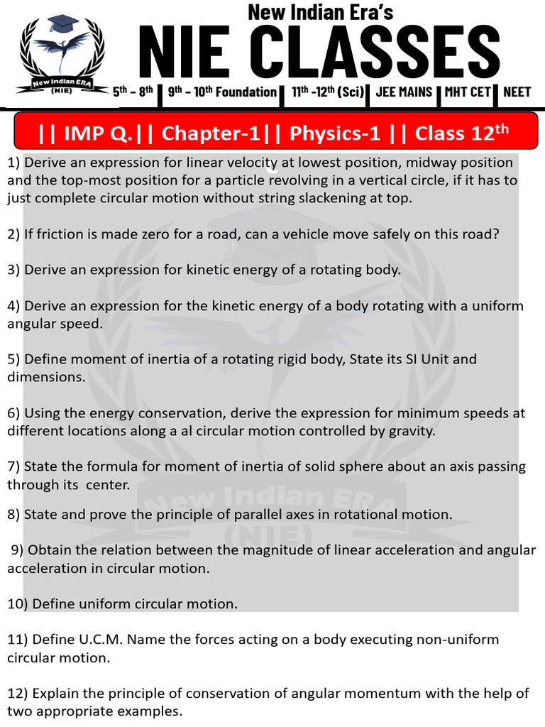 IMP Chapter 1 Phy | PDF