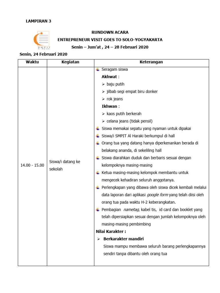 Rundown booklet soljog | PDF