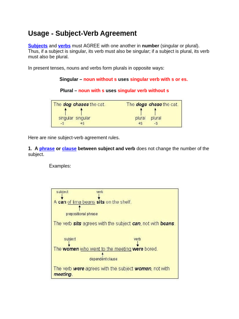 Subject Verb Agreement | PDF
