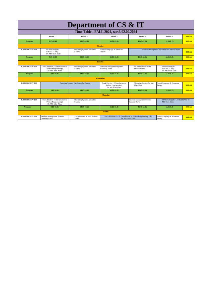 Time Table | PDF