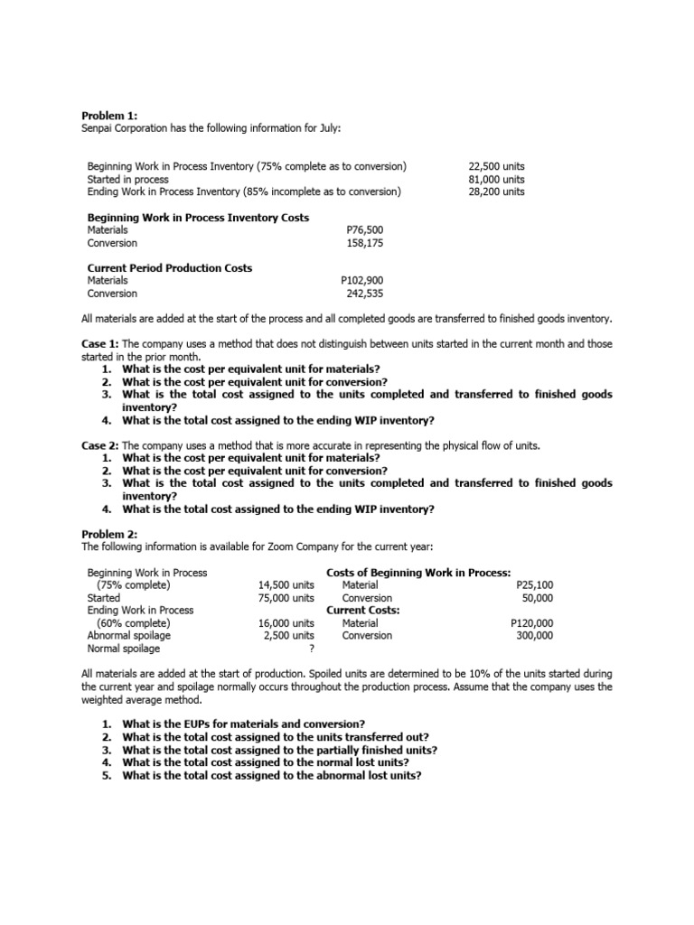 Process Costing | PDF | Inventory | Logistics