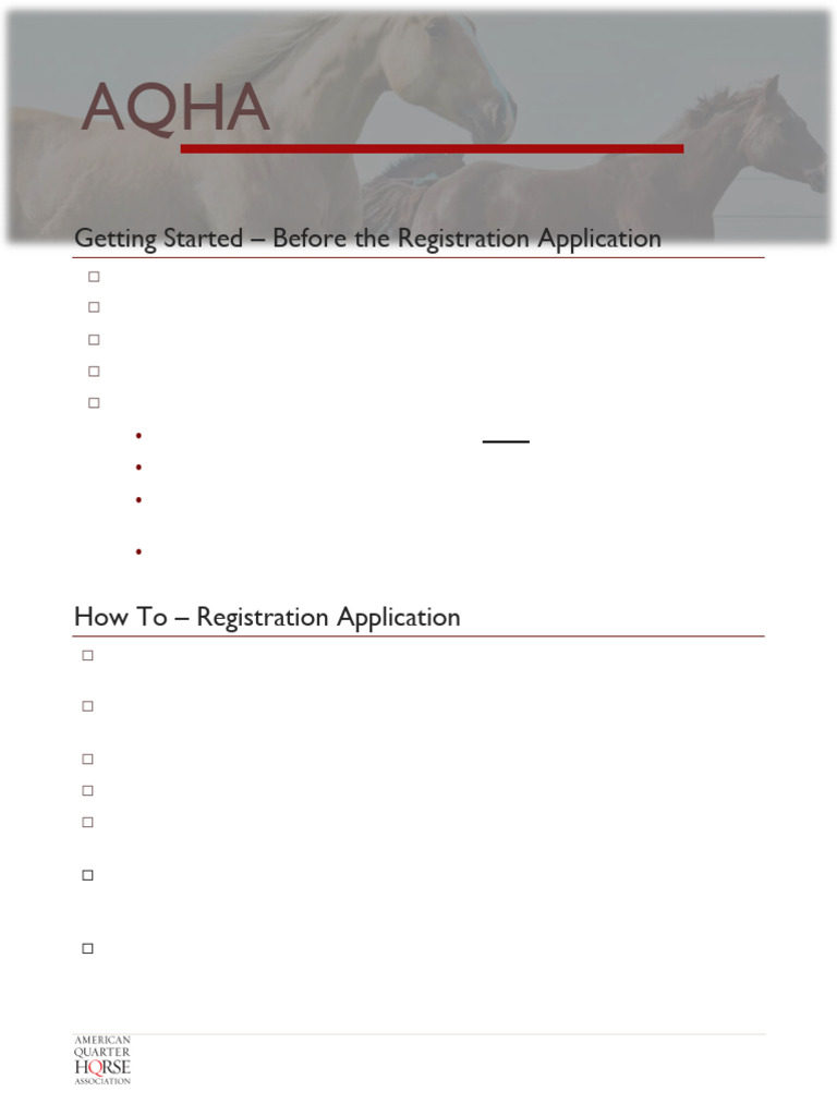 AQHA Registration Guide | PDF