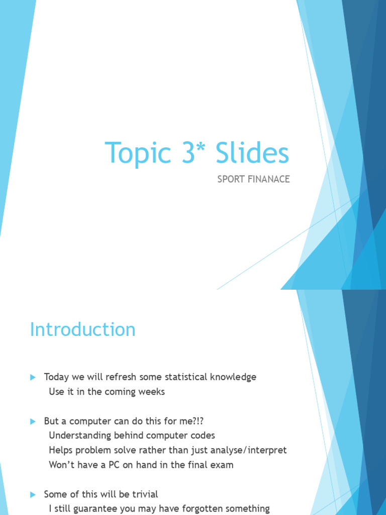 Topic 3 Primer Stats Refresher Lecture Slides | PDF