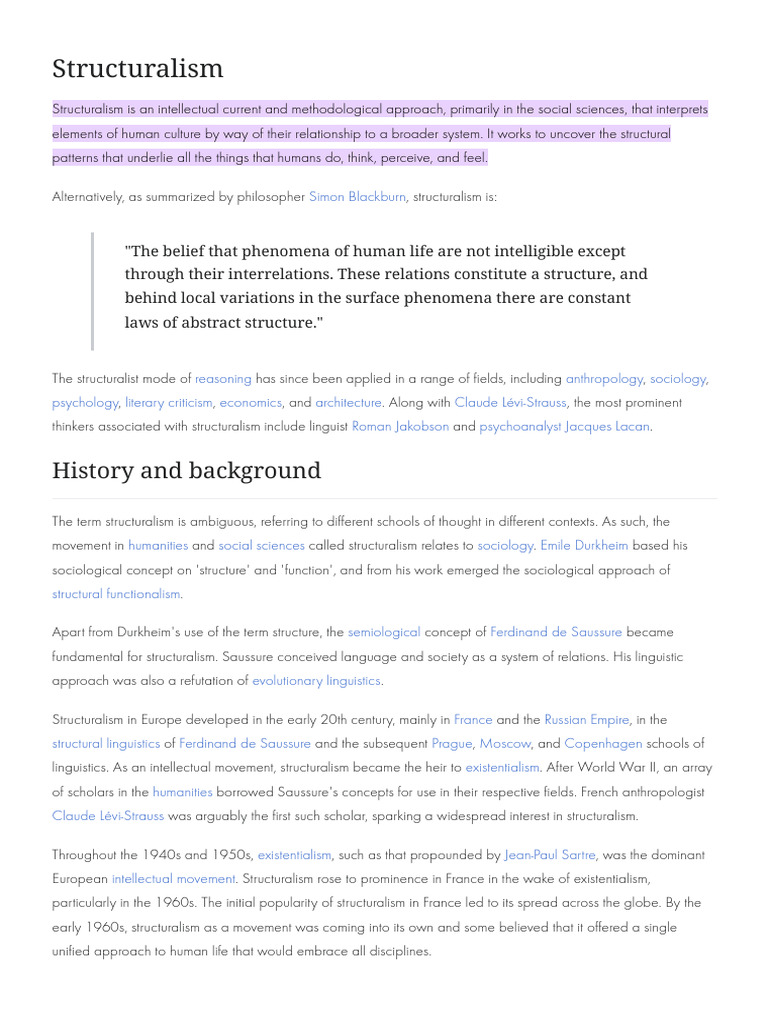 Structuralism - Wikipedia | PDF