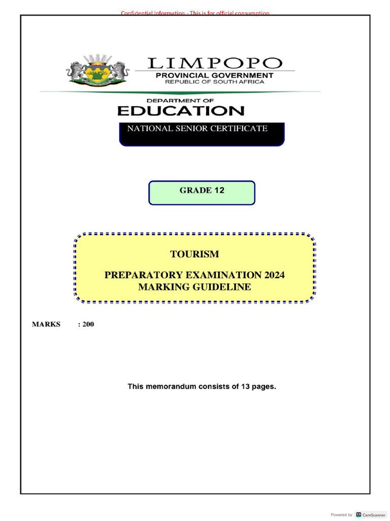 Tourism Preparatory Exam 2024 Marking Guideline New | PDF