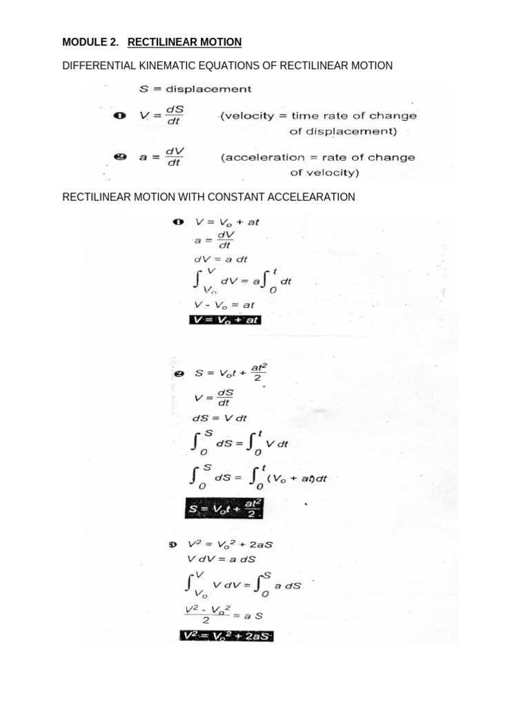 Module 2 Rectilinear Motion | PDF