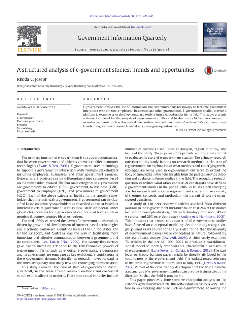 A Structured Analysis of E-Government Studies - Trends and ...