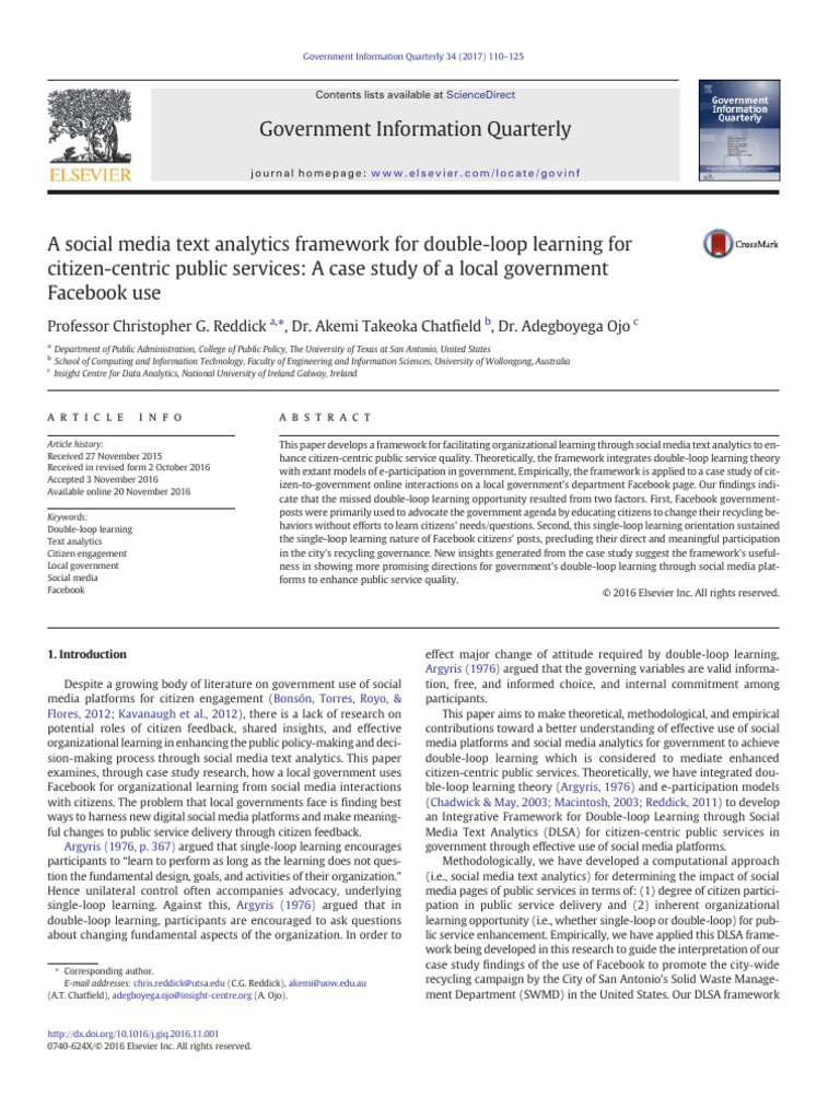 Government Information Quarterly: Professor Christopher G. Reddick, Dr ...