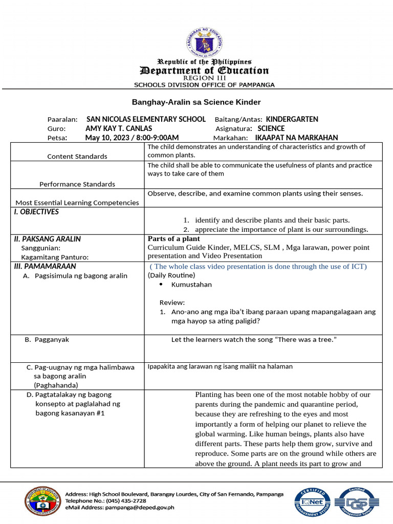 COT-2 Parts of The plant-AMY-S.Y-2022-2023 | PDF