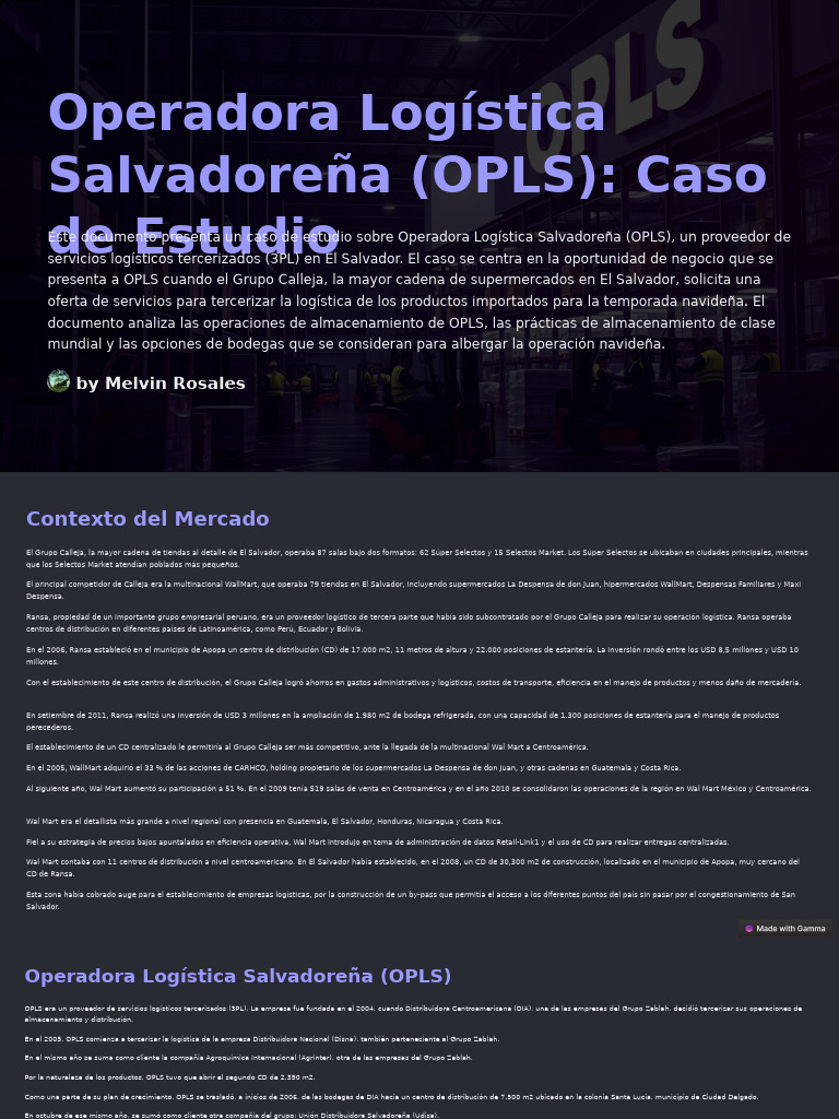 Operadora Logistica Salvadorena OPLS Caso de Estudio | PDF