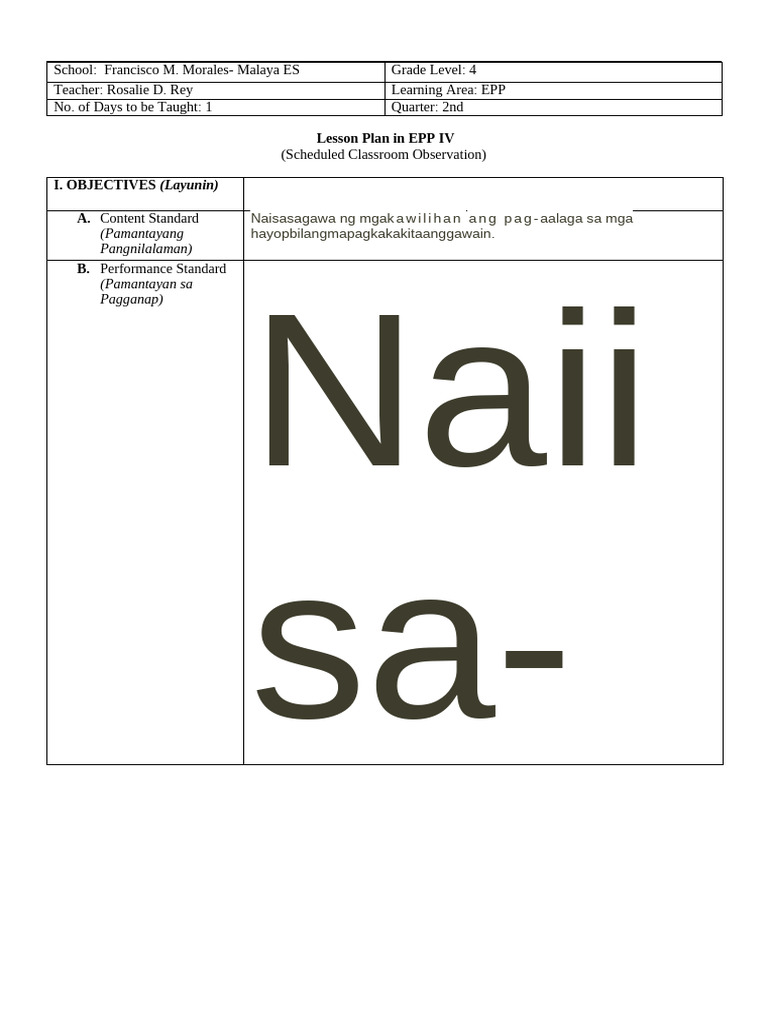 EPP IV Lesson Plan: Weather Safety Tips | PDF | Human Communication | Language Arts & Discipline