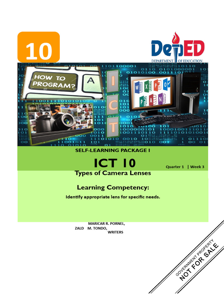 Types of Camera Lenses Learning Competency:: Self-Learning Package I | PDF