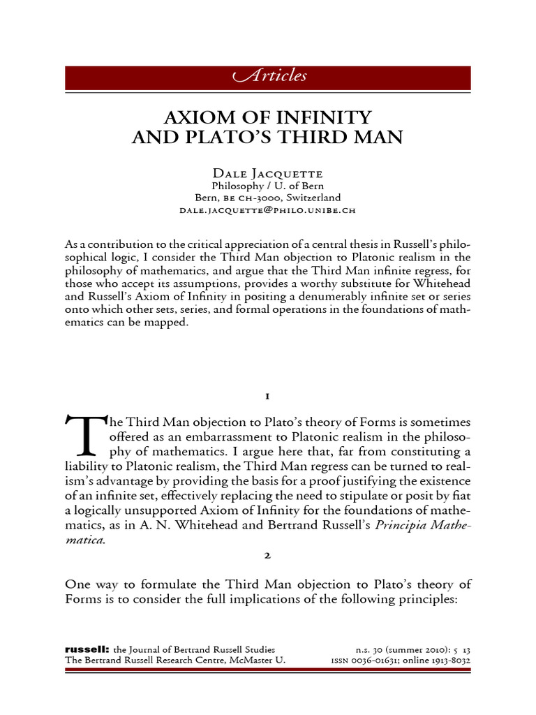 Axiom of Infinity - and Plato's Third Man | PDF