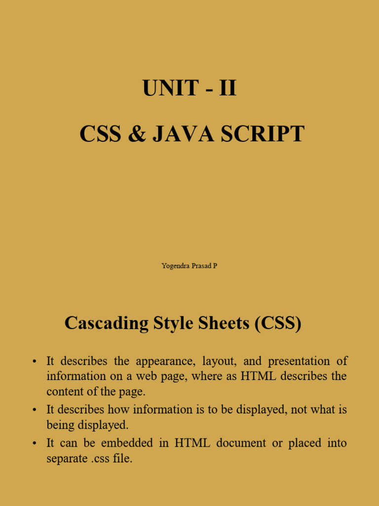 Unit II-CSS & JAVASCRIPT | PDF Unit II-CSS & JAVASCRIPT | PDF
