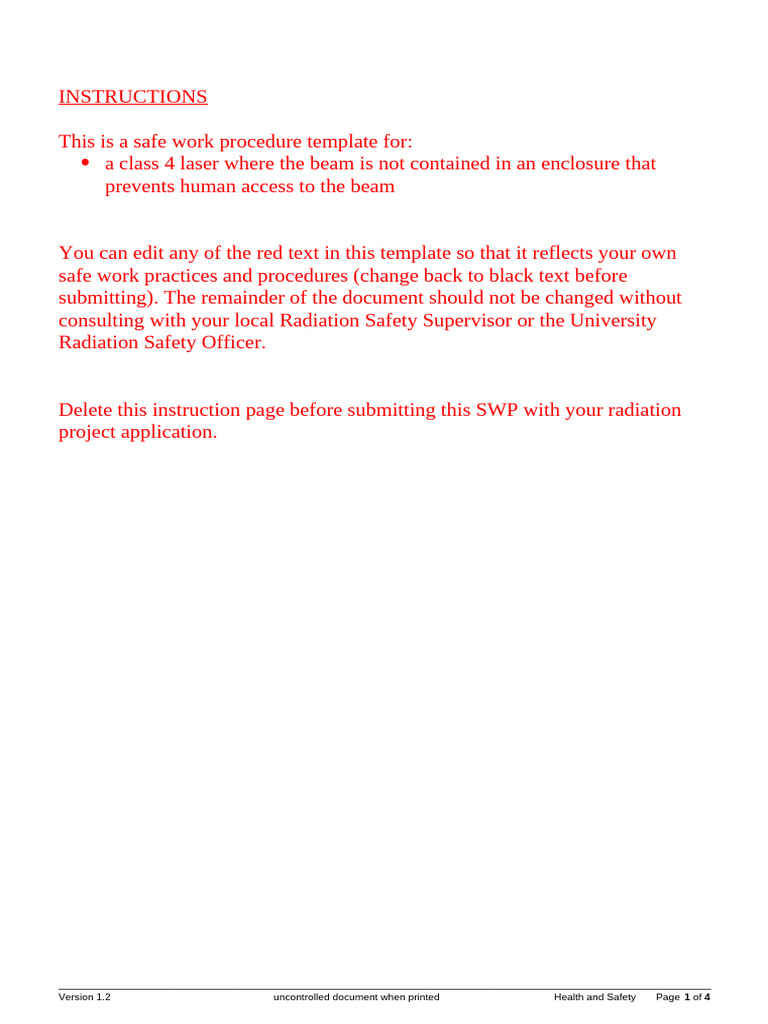 SWPopenbeamclass 4 Laser | PDF
